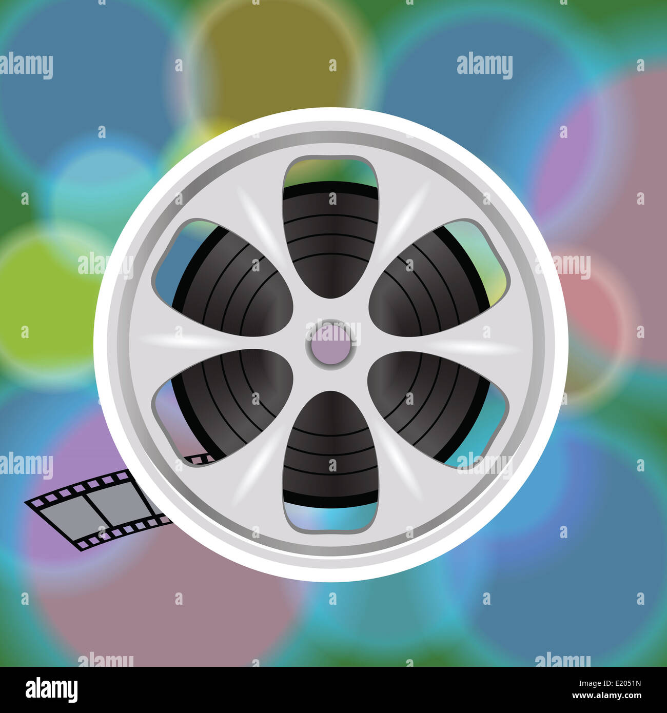 colorful illustration with cinema film tape on disc for your design ...