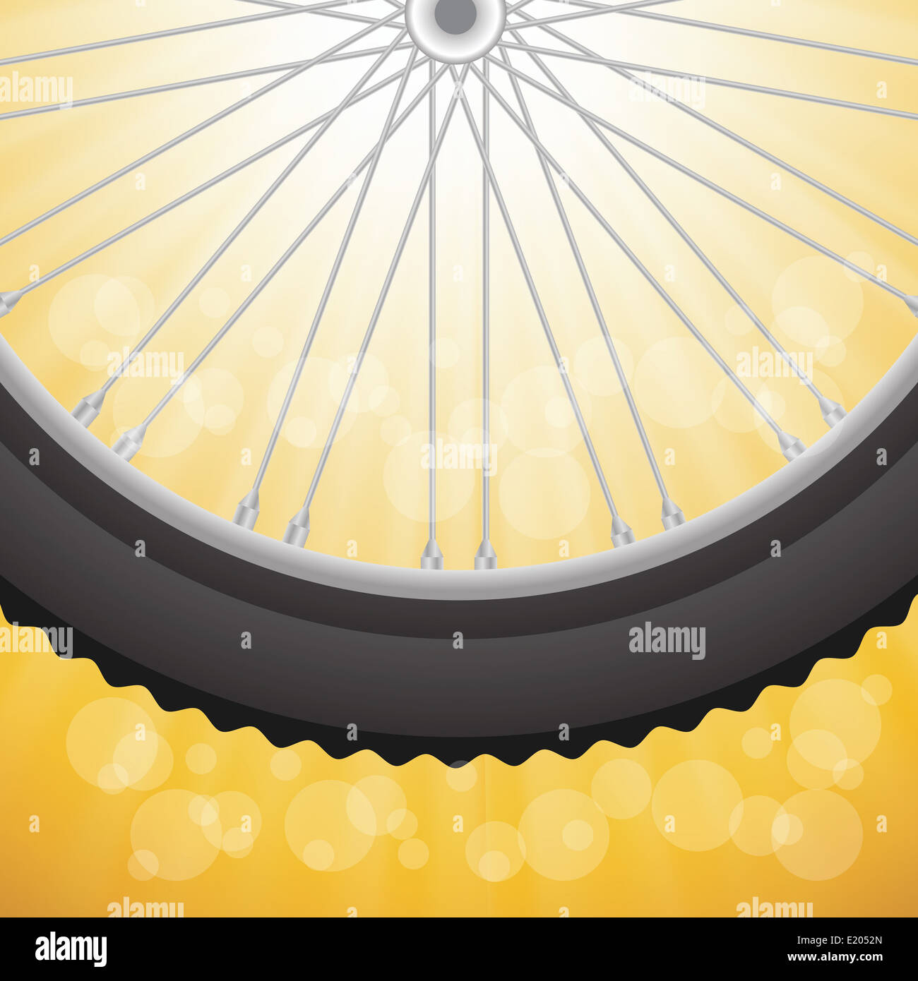 colorful illustration with bicycle wheell on a sun background for your ...