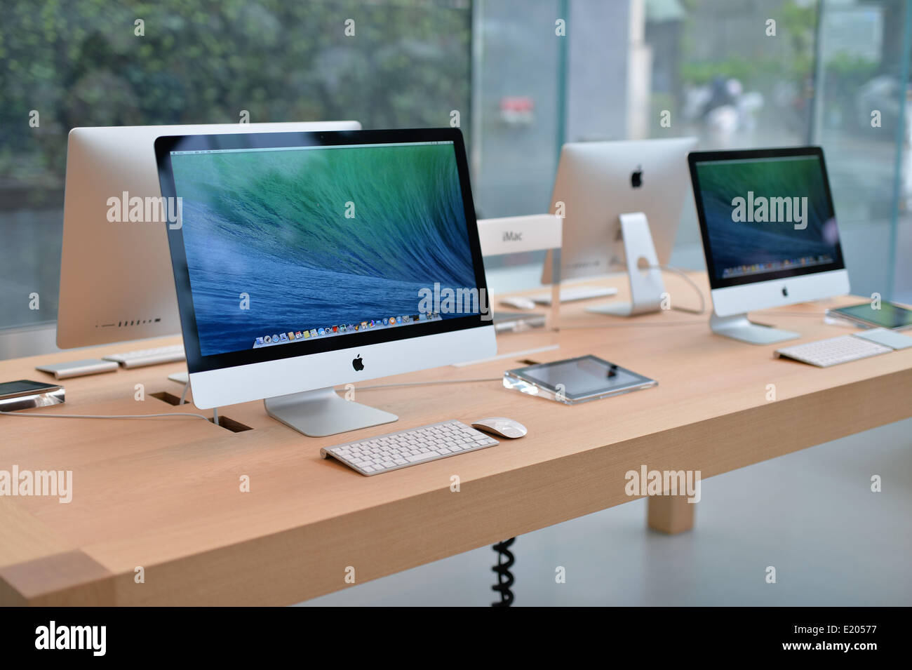 Tokyo, Japan. 12th June, 2014. Interior of the Apple store Omotesando ...