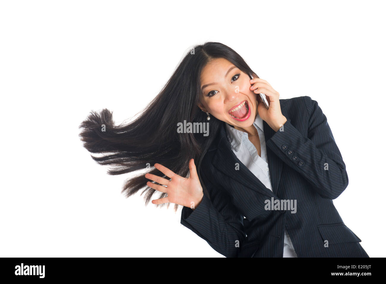 asian business woman on phone conversation and hair swing Stock Photo ...