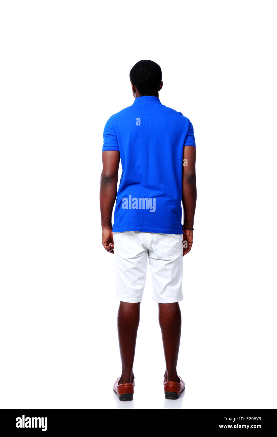 Back view portrait of african man over white background Stock Photo - Alamy