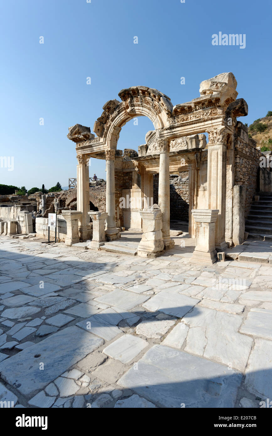 The facade of the Temple of Hadrian with its elegant Corinthian columns ...