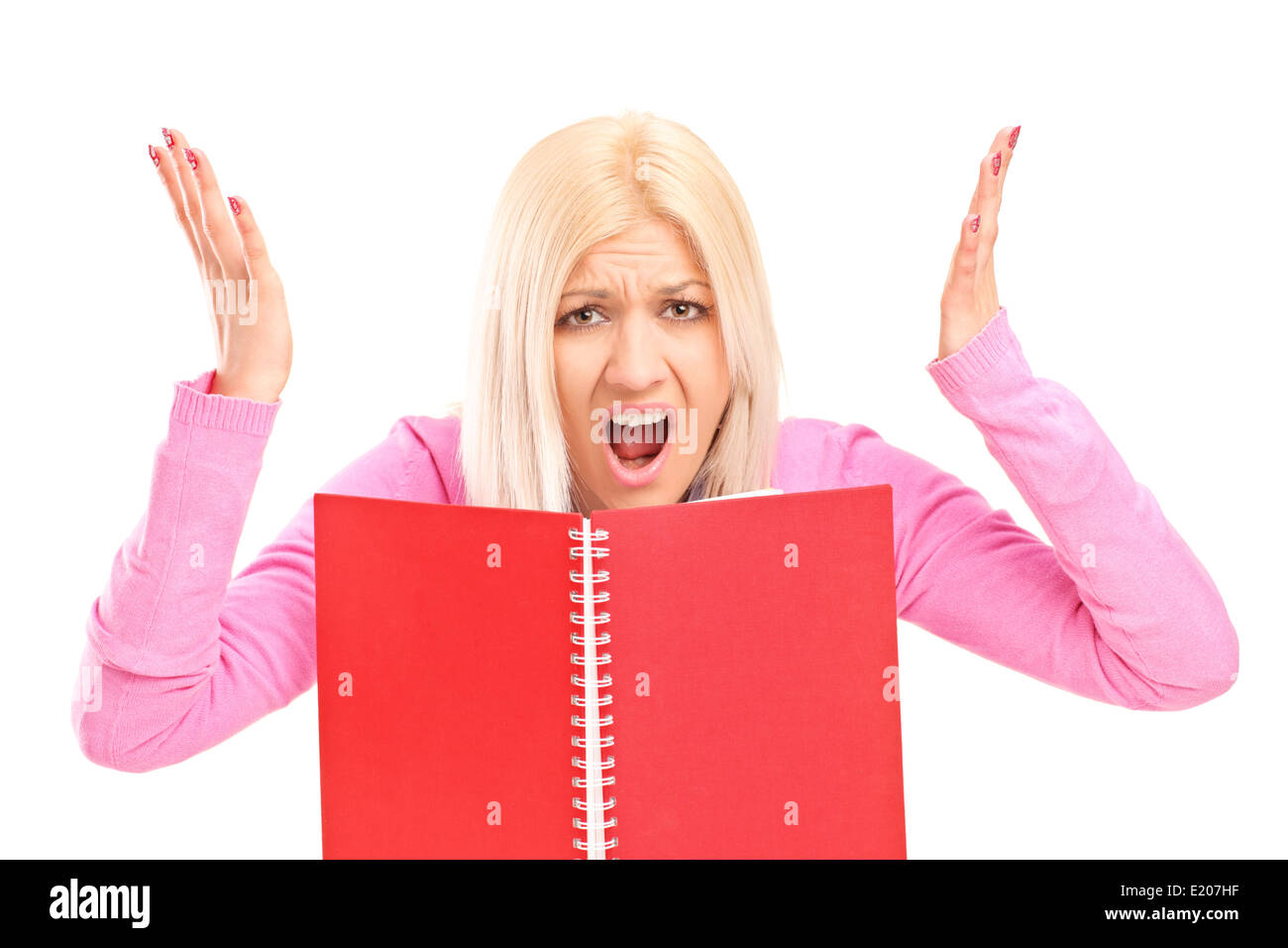 Angry girl reading book hi-res stock photography and images - Alamy