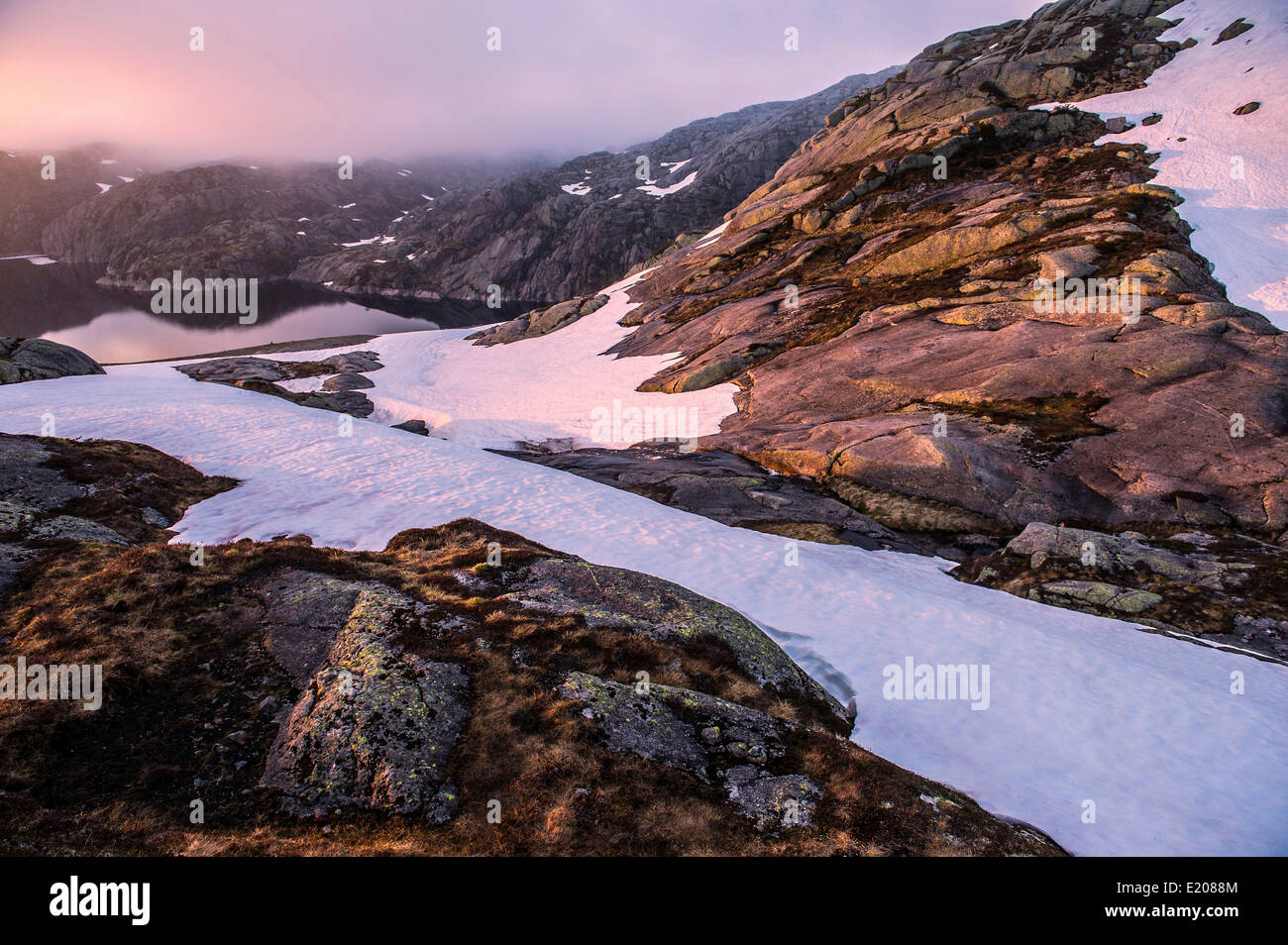 Fjell landscape at Lysefjord, Rogaland province, Vestland or Western ...