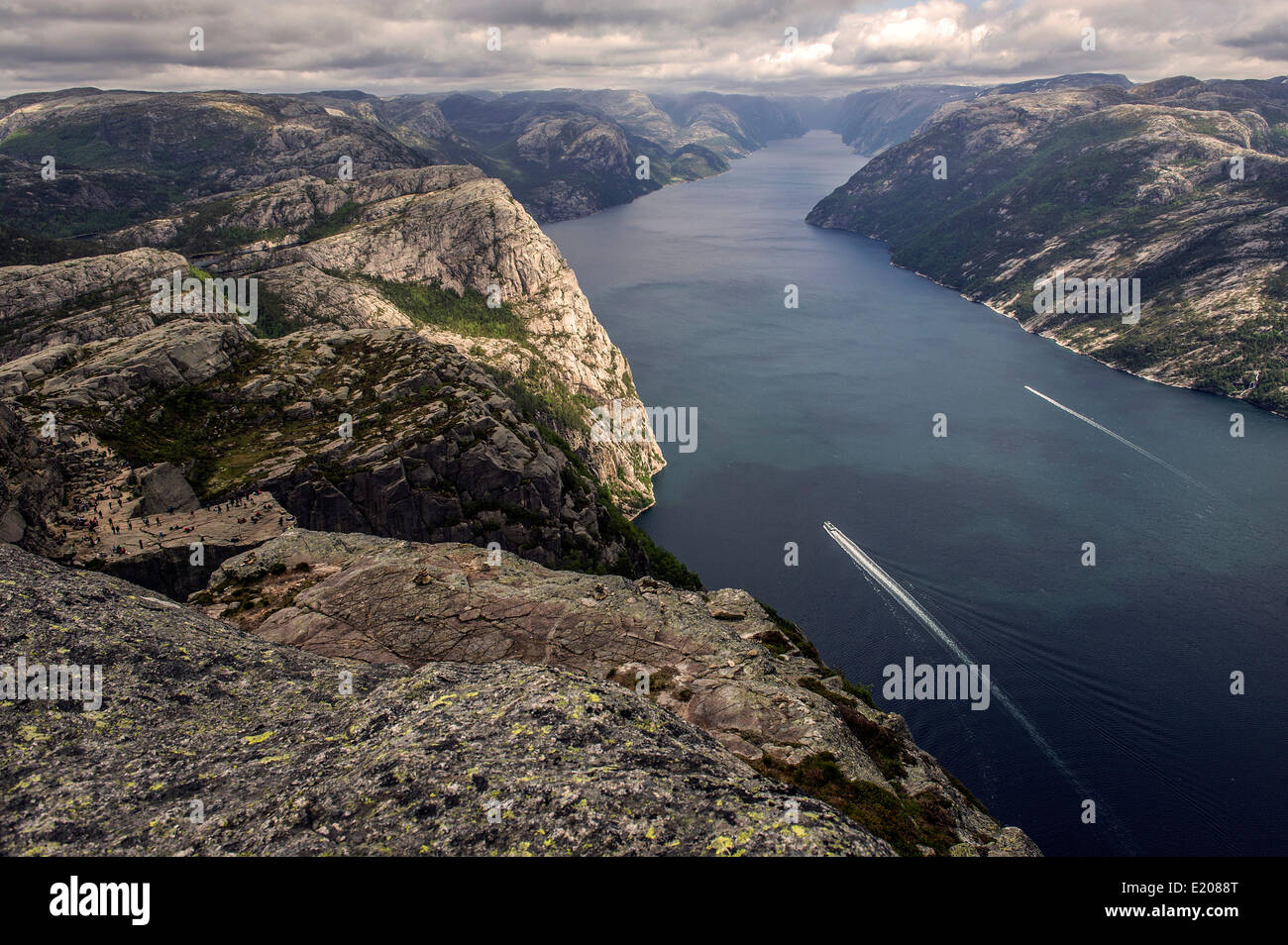 Preikestolen, Pulpit Rock at Lysefjord, Rogaland province, Vestland or ...