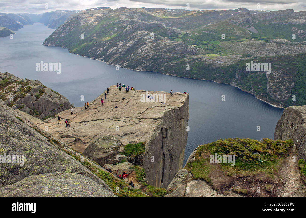 Preikestolen, Pulpit Rock at Lysefjord, Rogaland province, Vestland or ...