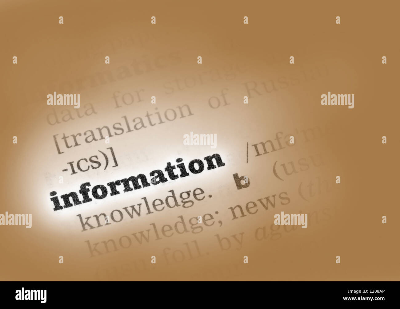Information Dictionary Definition single word with soft focus Stock ...