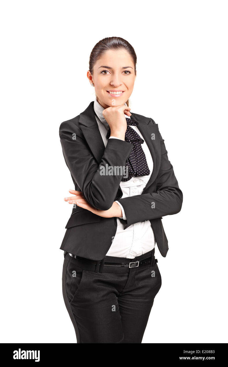 Young woman in formal clothes posing isolated on white background Stock ...