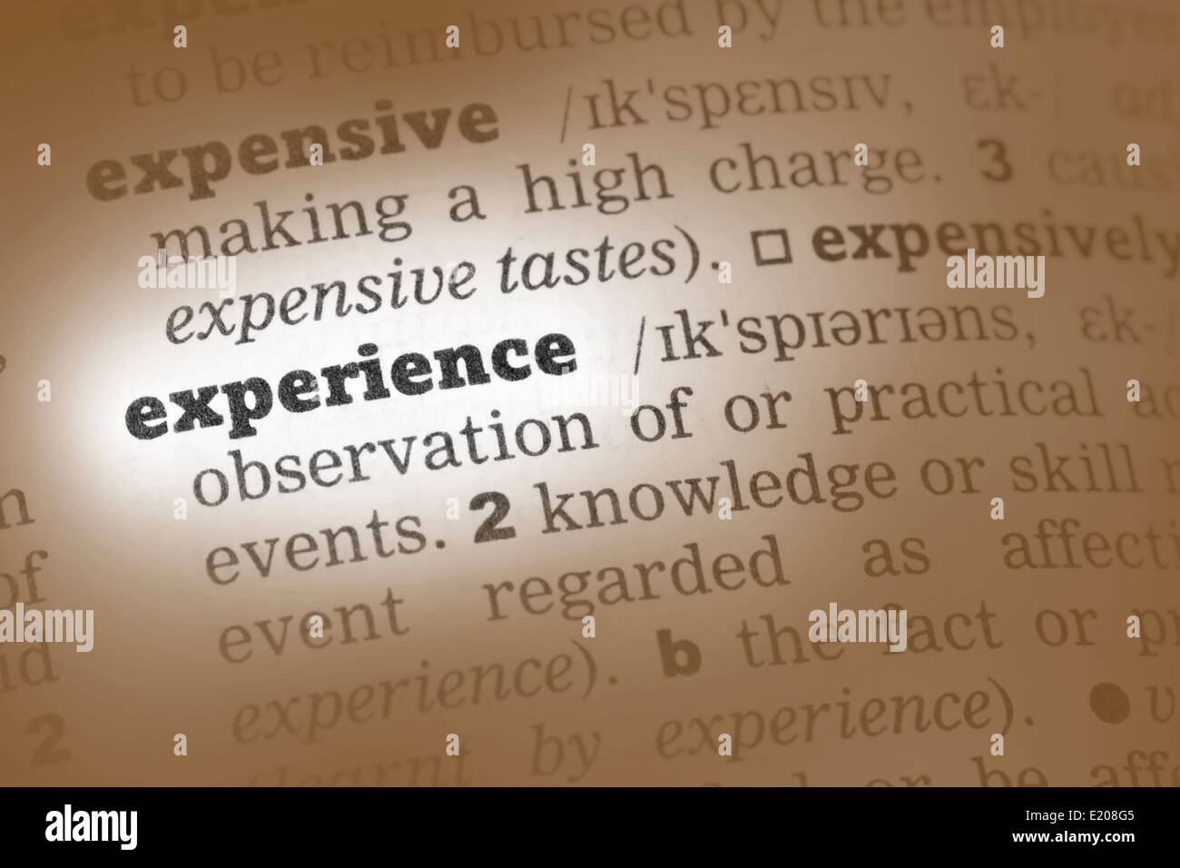 Experience Dictionary Definition single word with soft focus Stock ...