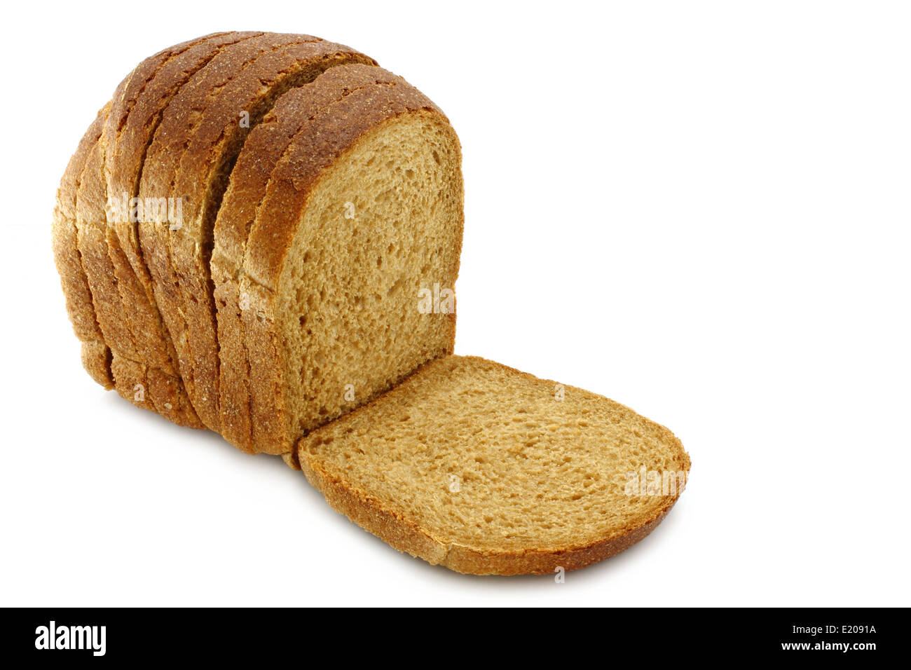 Cut bread on a white background Stock Photo - Alamy