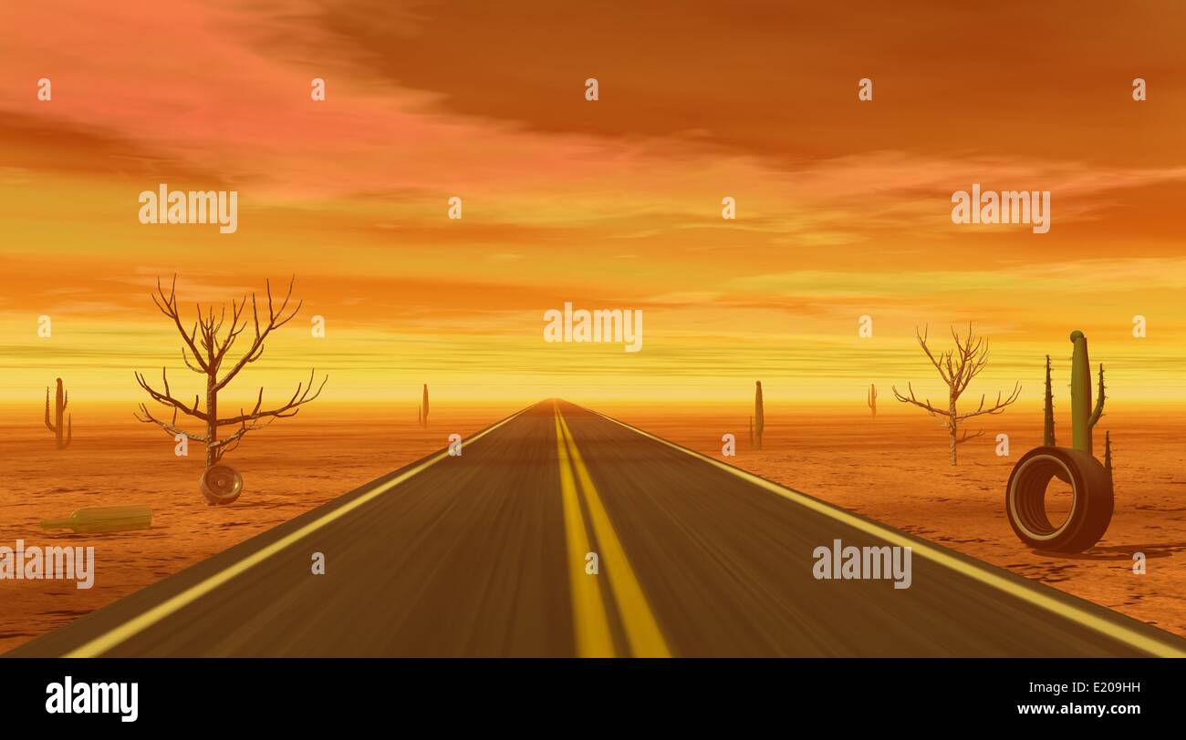 Big road in a desert Stock Photo - Alamy