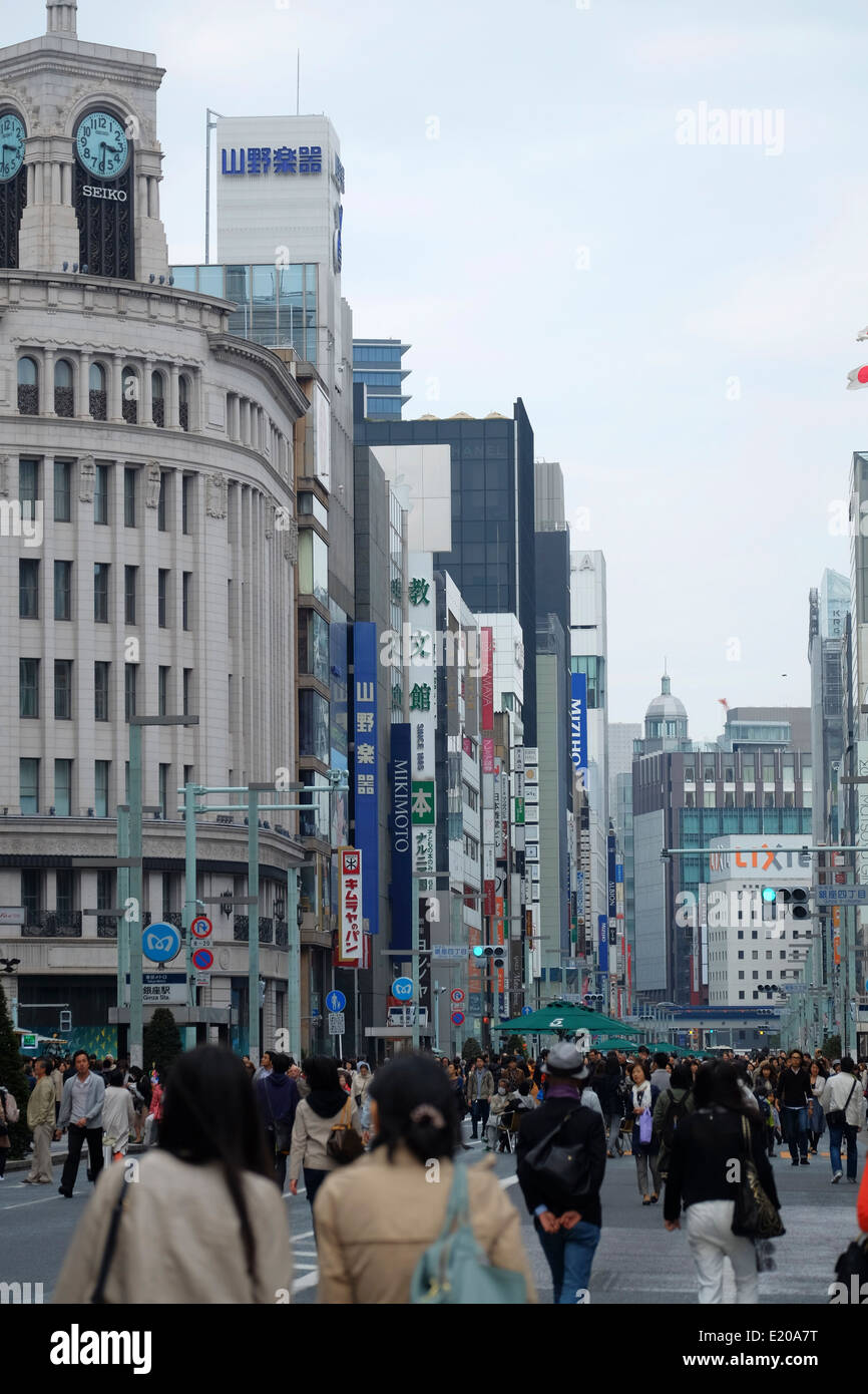 Ginza shopping street, holiday promenade Stock Photo - Alamy