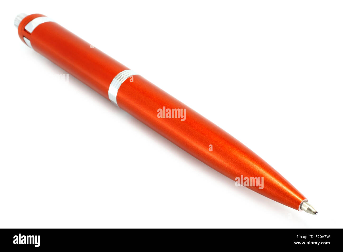 Orange ball pen on a white background Stock Photo - Alamy