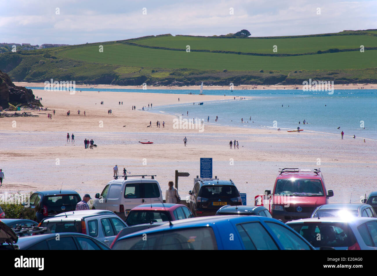 Daymer Bay Beach Trebetherick Cornwall England UK. Families enjoy the ...