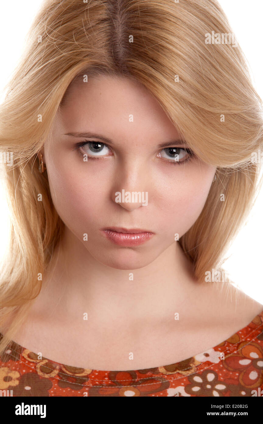 Girl with frown look Stock Photo - Alamy