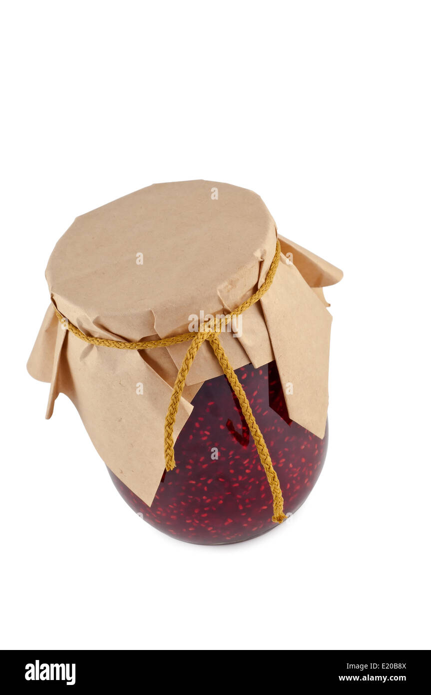 Jam in glass jar isolated white background Stock Photo - Alamy