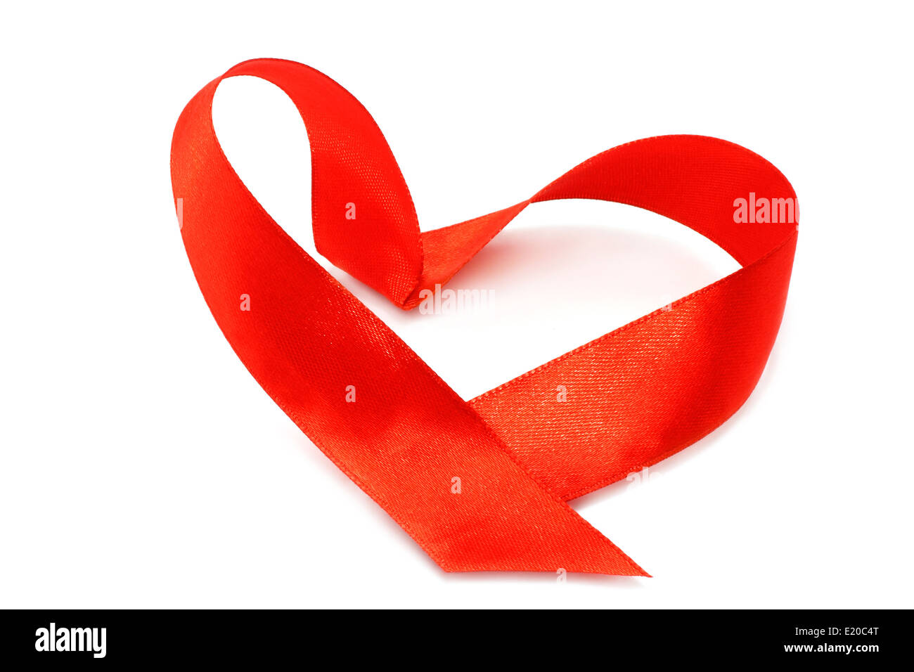 Red heart ribbon bow on a white background Stock Photo - Alamy