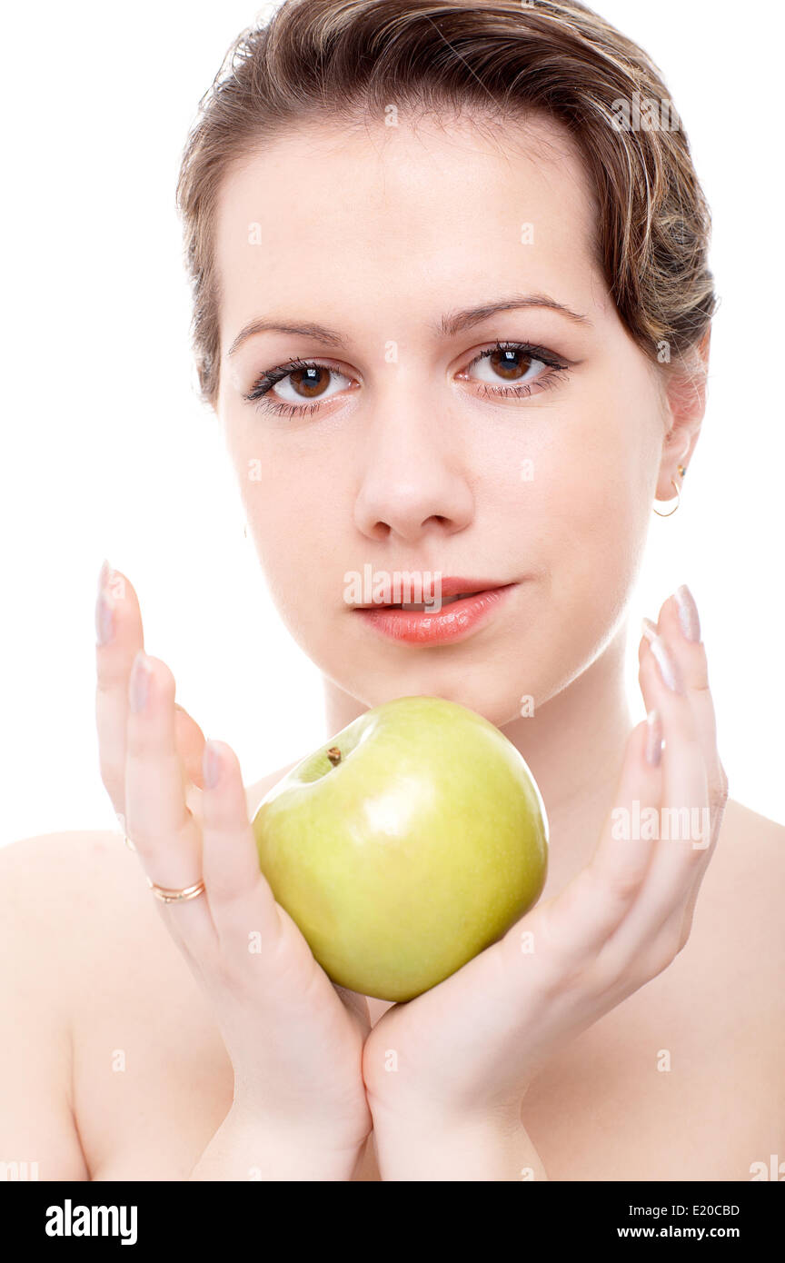 Girl with apple Stock Photo - Alamy