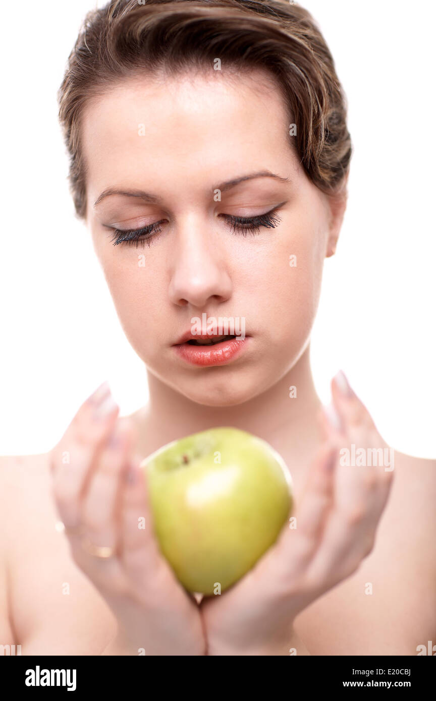 Girl and apple hi-res stock photography and images - Alamy