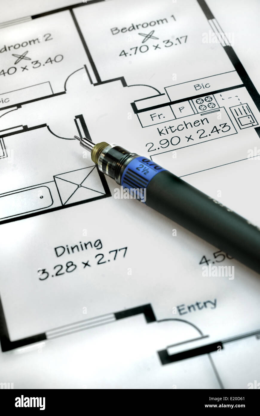Architects pen and plans Stock Photo - Alamy