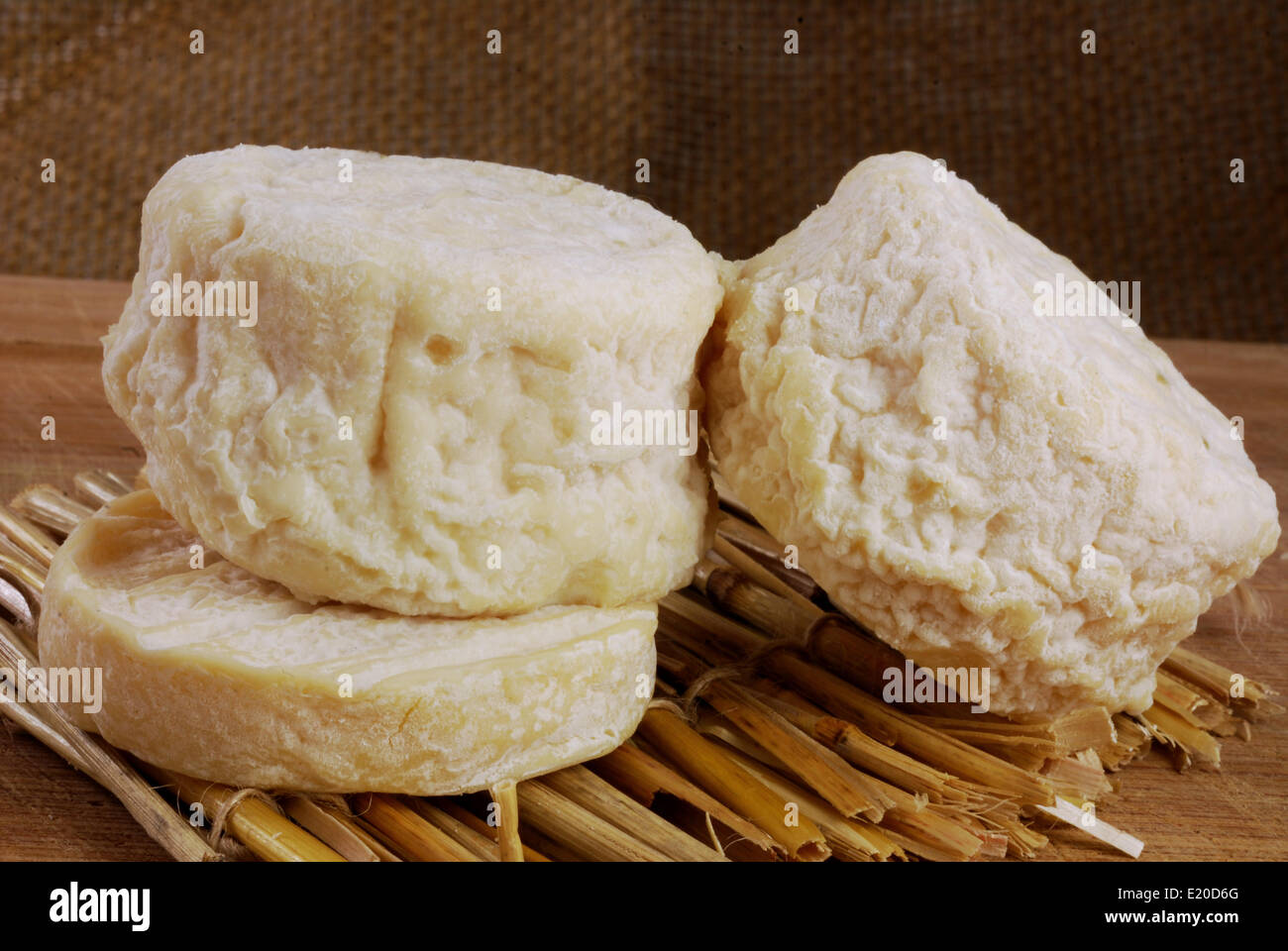 Three goats cheeses Stock Photo - Alamy