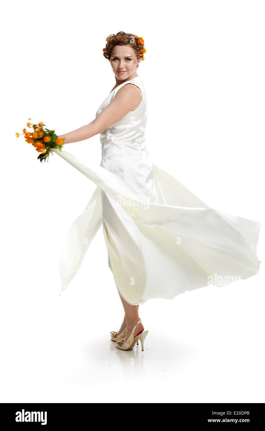 Girl in white dress dancing Cut Out Stock Images & Pictures - Alamy