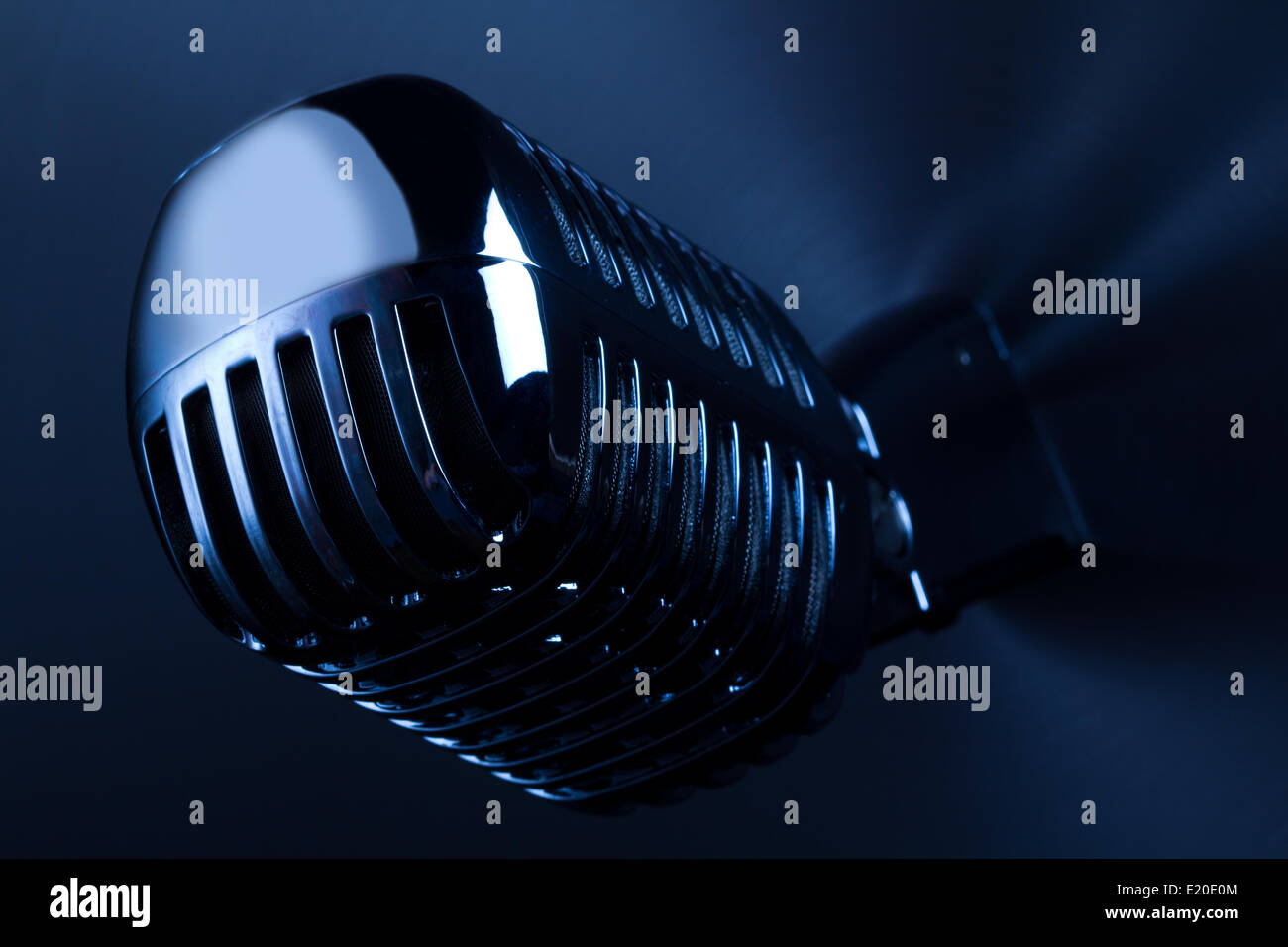 Retro Mic close up on silver background Stock Photo - Alamy