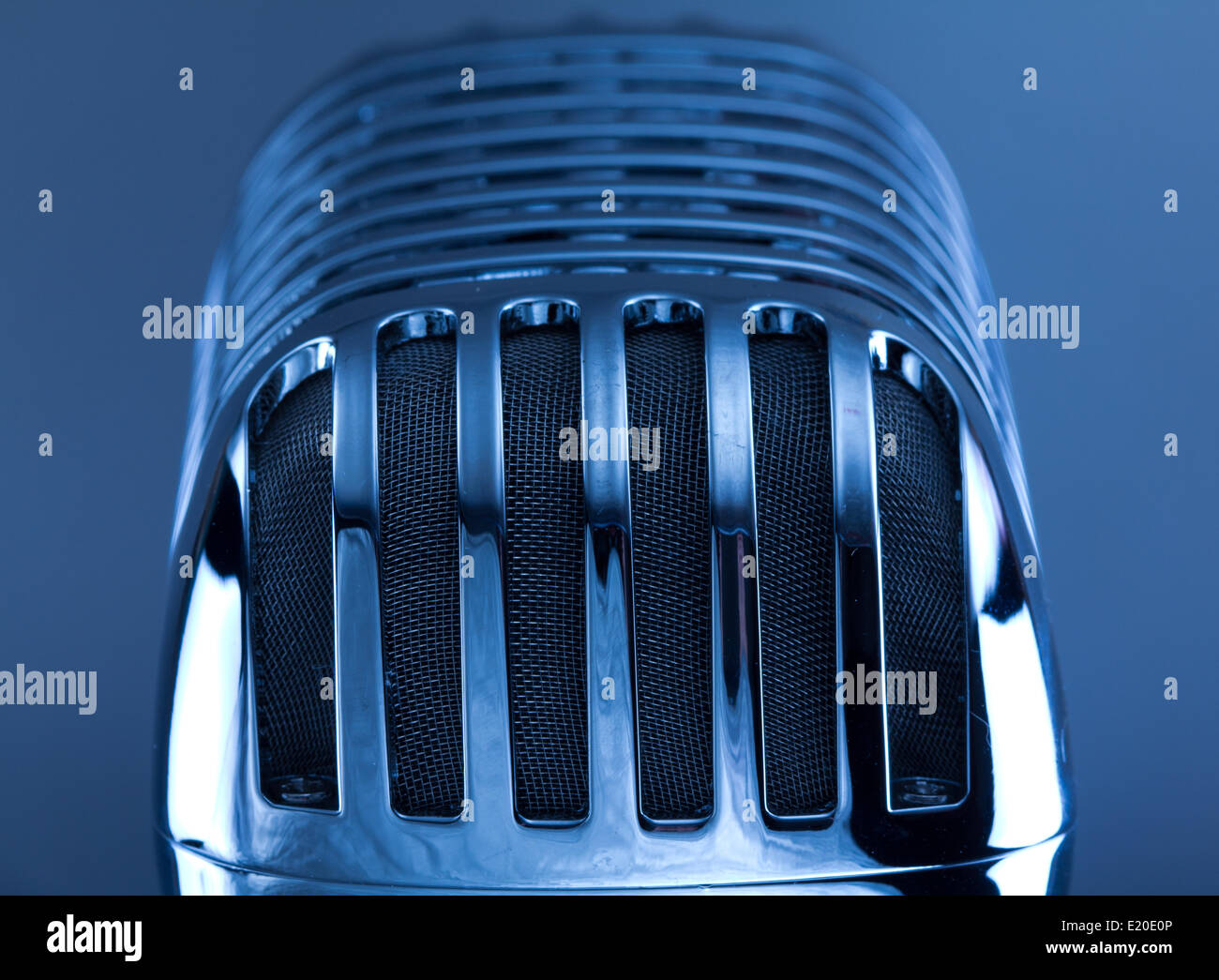 Retro Mic close up on silver background Stock Photo - Alamy
