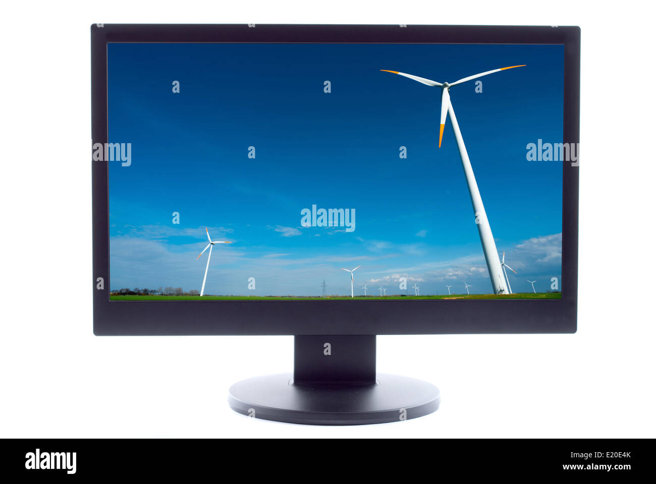 wind turbines on TV screen Stock Photo - Alamy