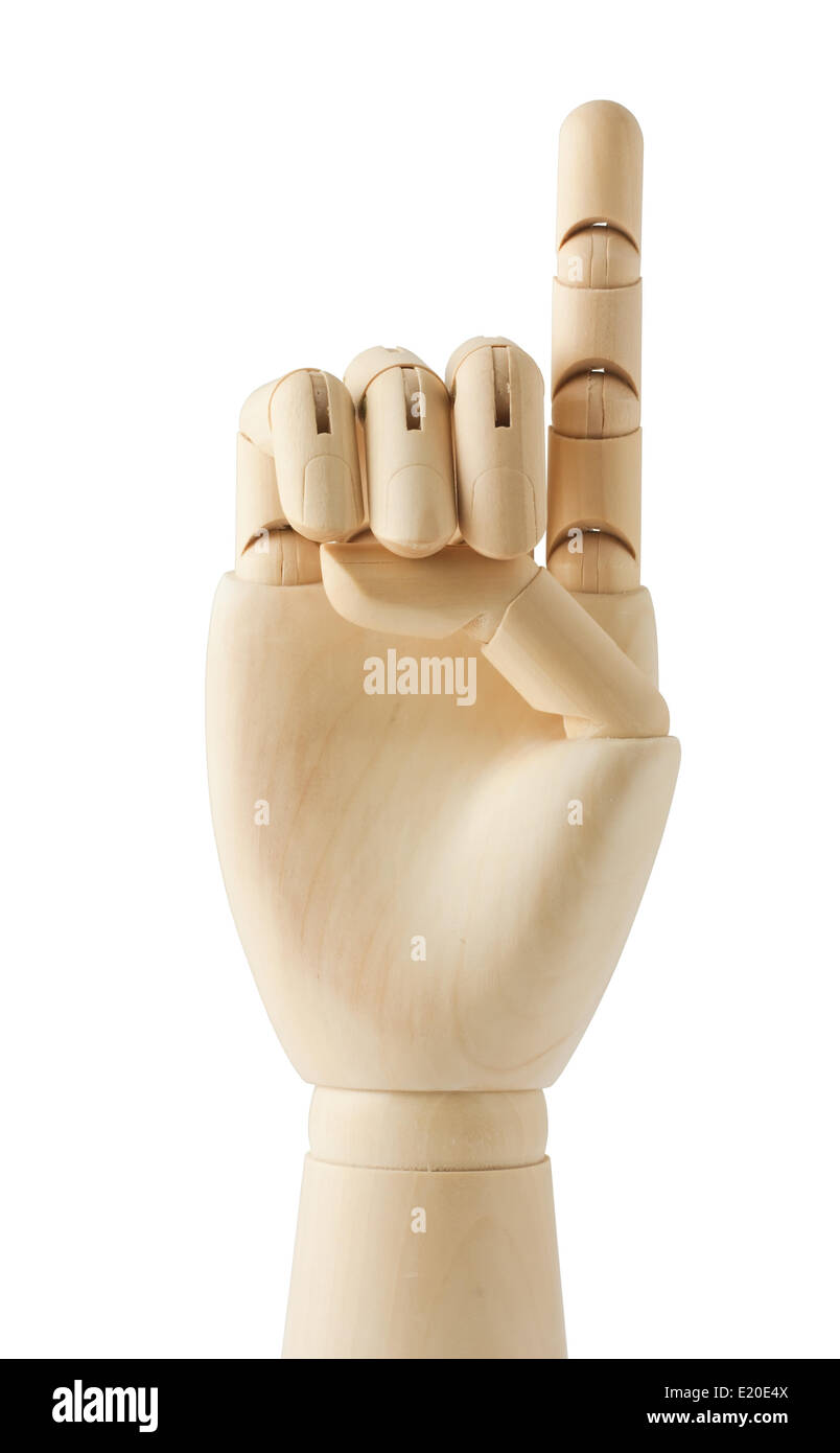 Wooden Dummy Hand With One Finger Up High Resolution Stock Photography ...