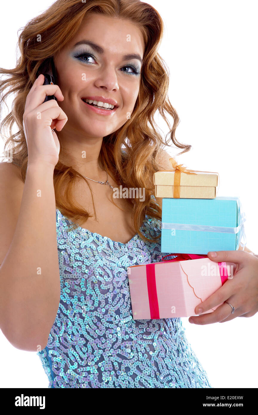 model with gifts Stock Photo - Alamy