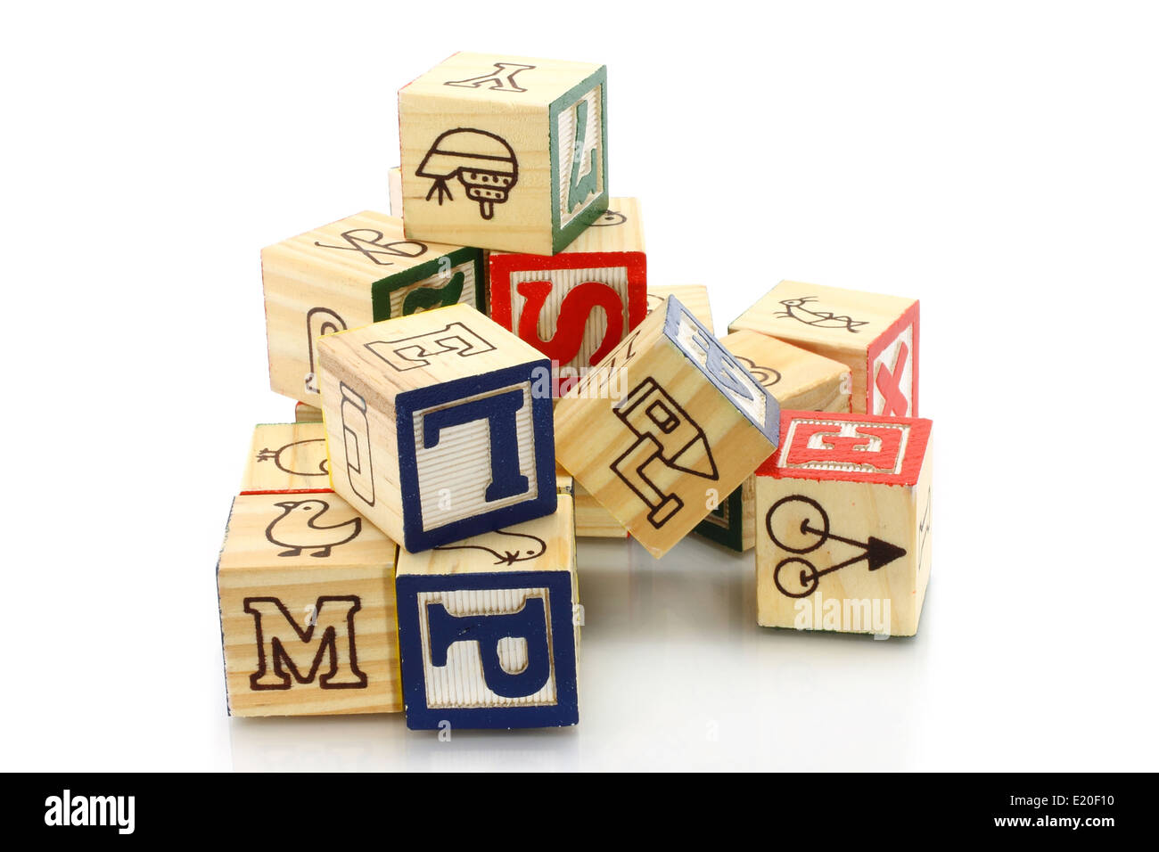 Wooden cubes on a white background Stock Photo - Alamy