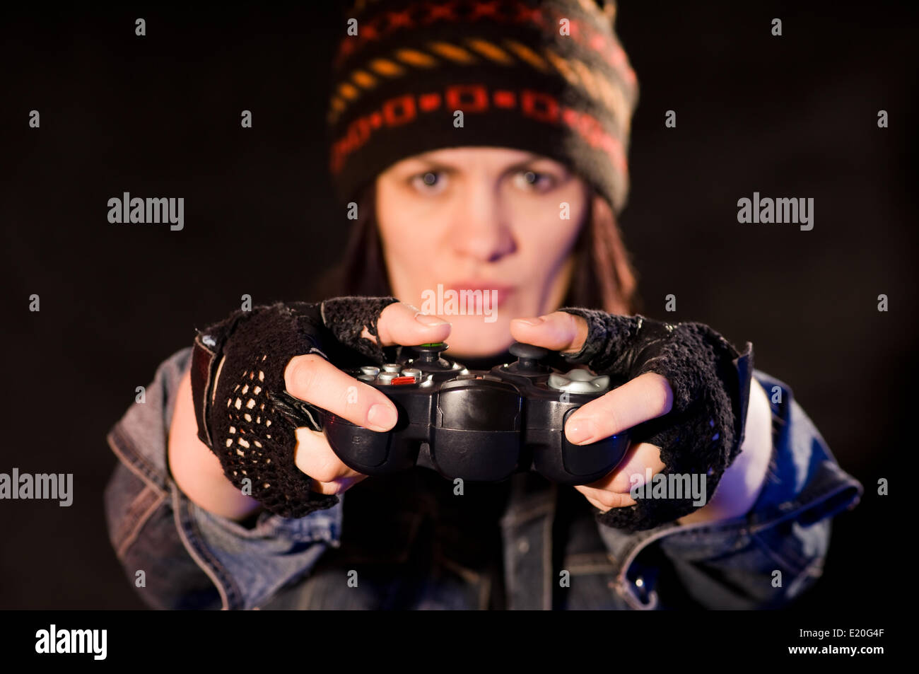 Caucasian concentrated female gamer girl hi-res stock photography and ...
