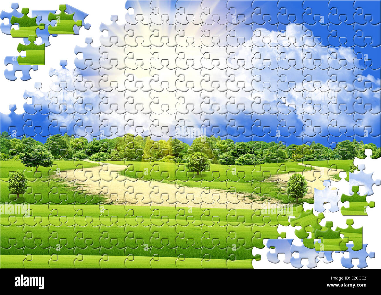 Puzzle with a field Stock Photo - Alamy