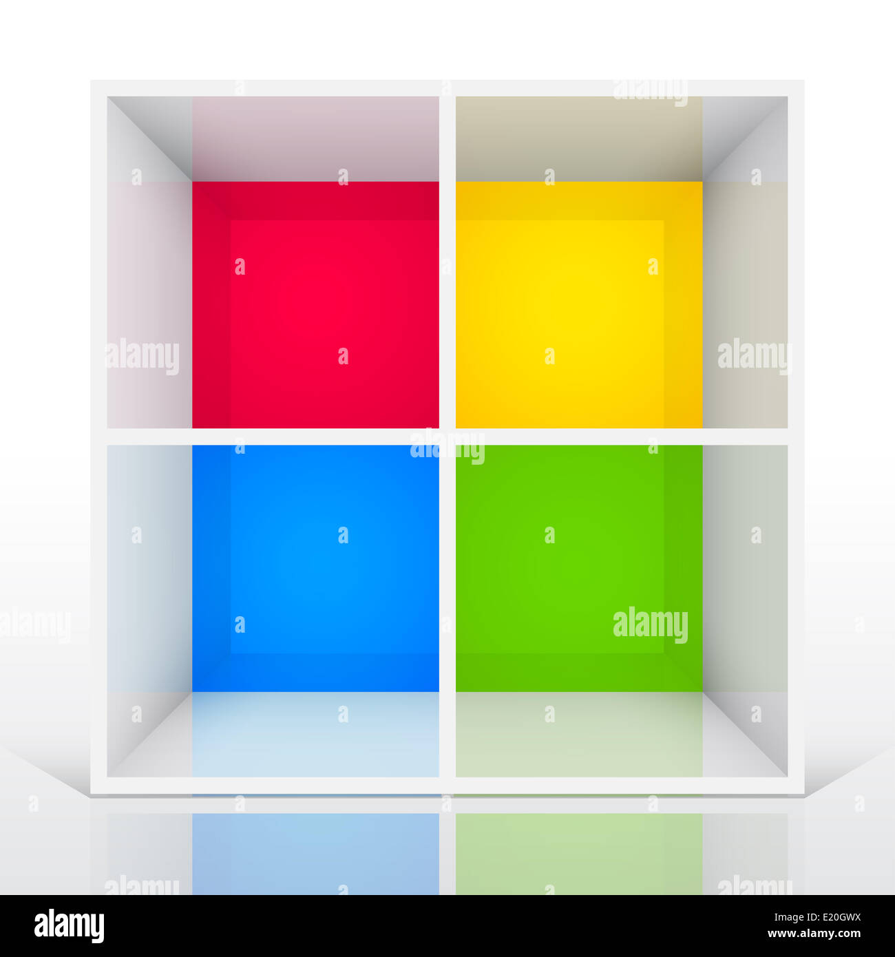 3d isolated Empty colorful bookshelf Stock Photo - Alamy