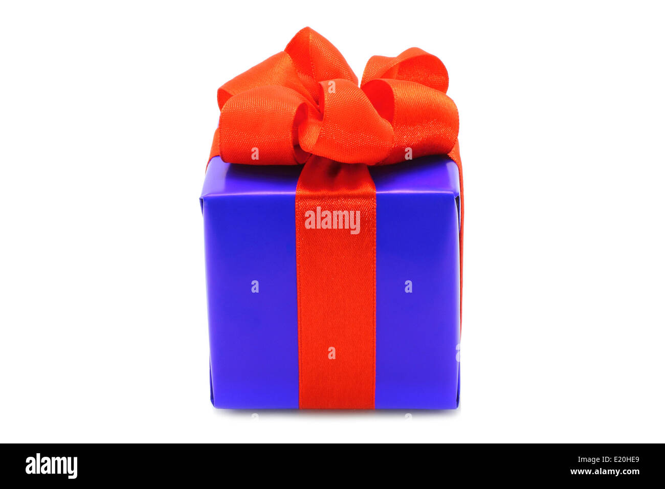 Present box with red bow on a white background Stock Photo - Alamy