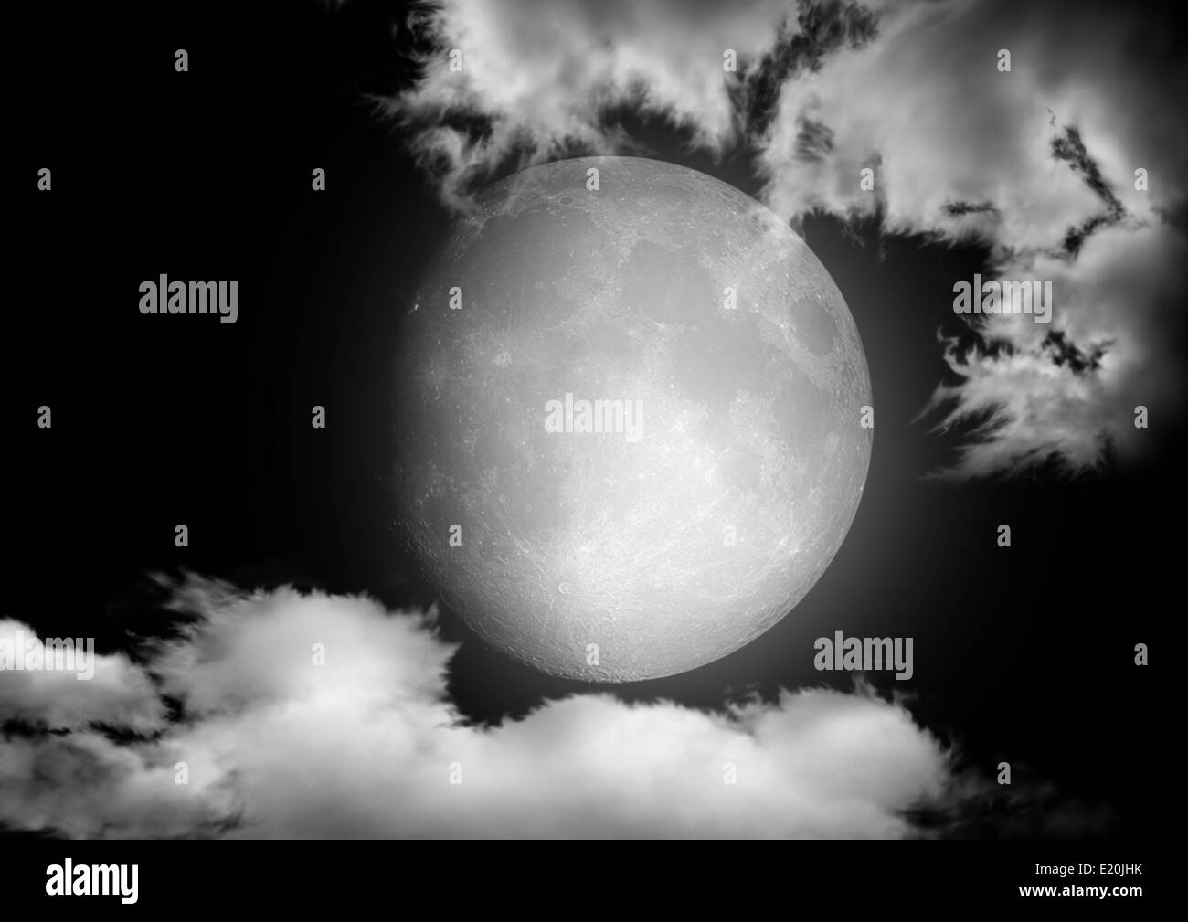 Moon night in black Black and White Stock Photos & Images - Alamy