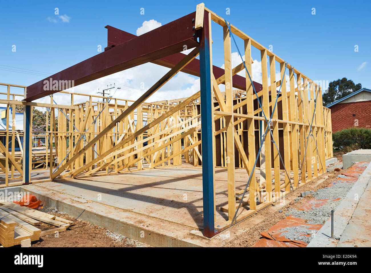 New home construction framing Stock Photo - Alamy