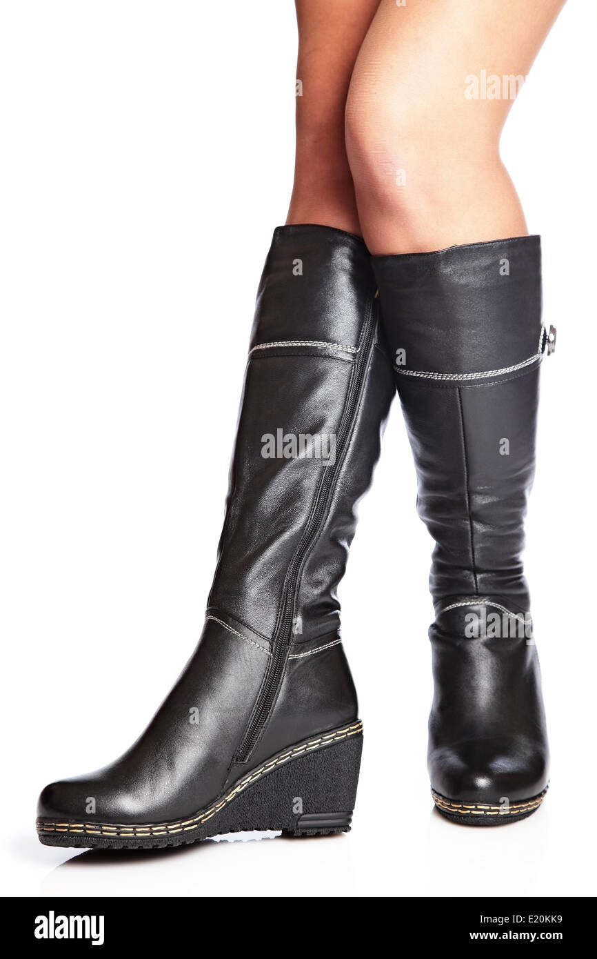 female legs in elegant winter boots Stock Photo - Alamy