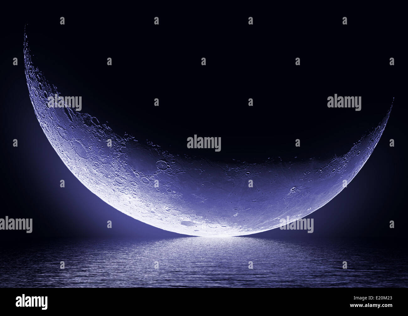Half of moon in the dark blue sky Stock Photo - Alamy