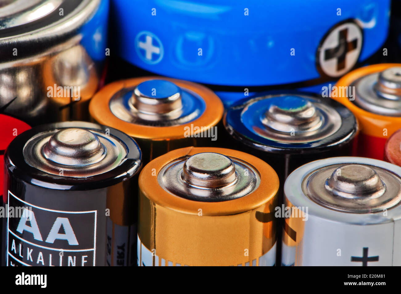 Batteries and accumulators close up Stock Photo - Alamy