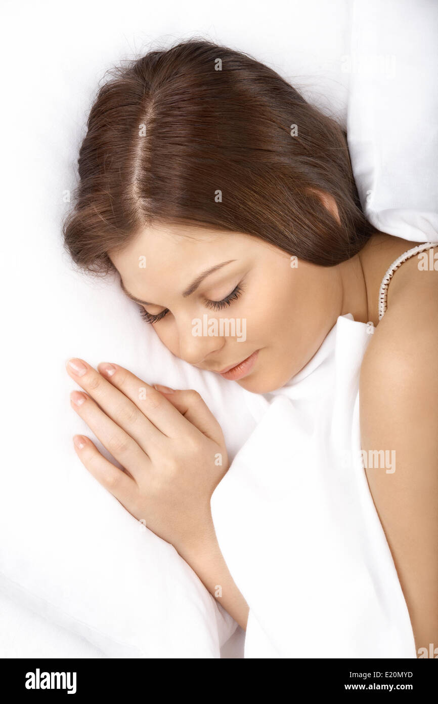 Portrait of the sleeping woman in bed Stock Photo - Alamy