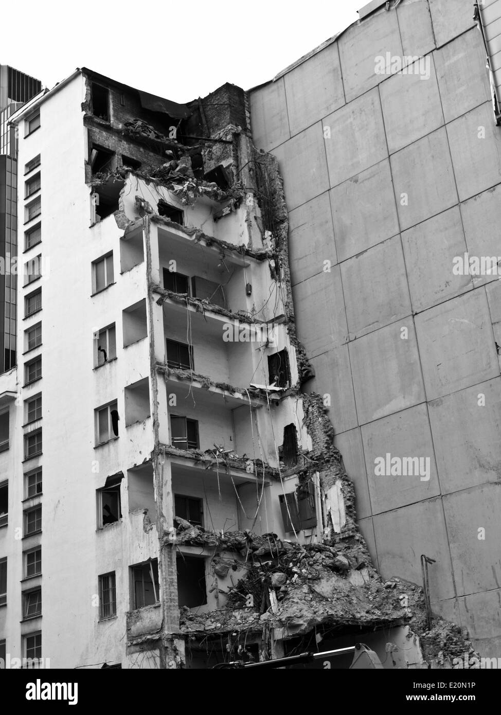 Demolition building blast Black and White Stock Photos & Images - Alamy