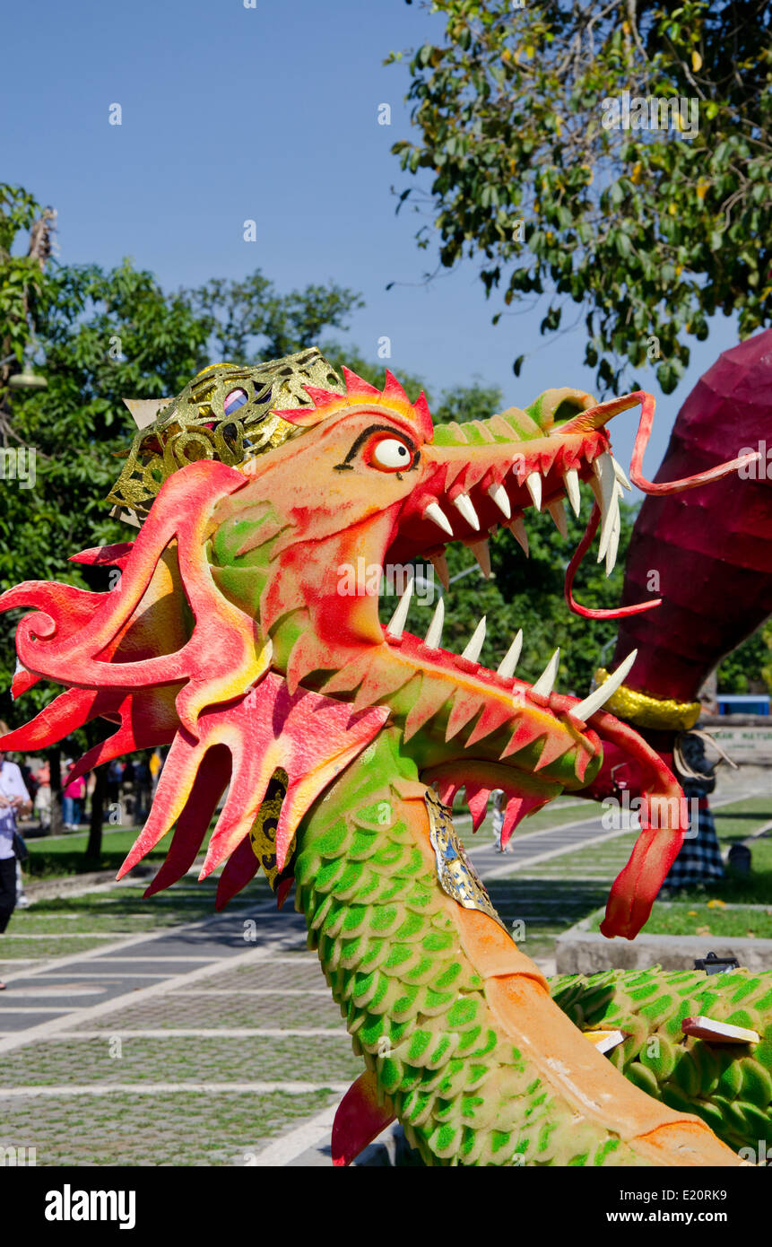 Indonesia, Island of Lombok, Mataram. Mayura Water Palace, open-sided ...