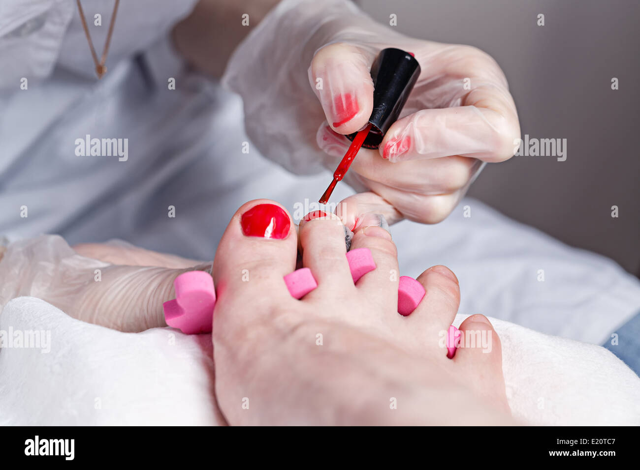The process of creating a pedicure in the spa salon shot closeup Stock ...