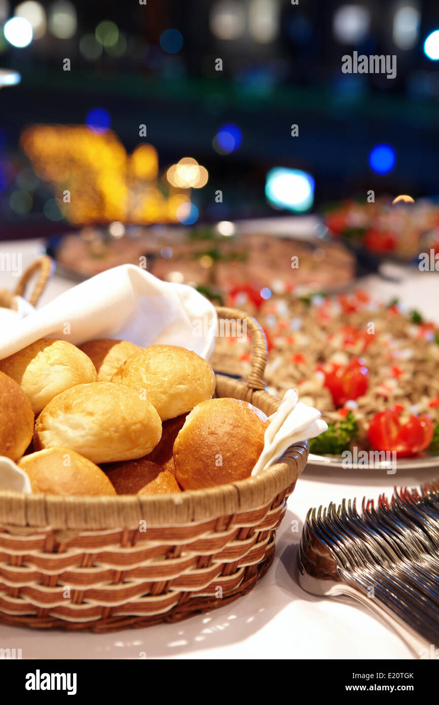 Bread and other food of restaurant Stock Photo - Alamy