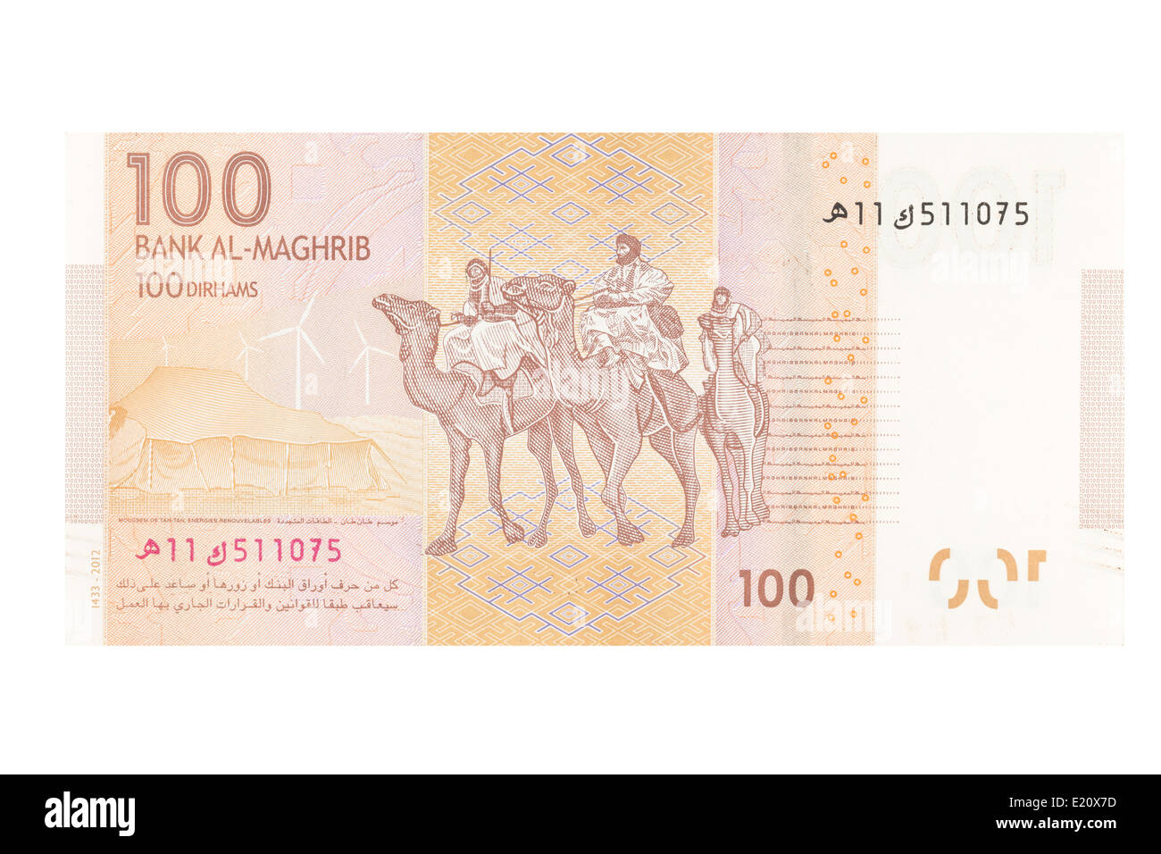 Moroccan one hundred dirhams banknote on a white background Stock Photo ...
