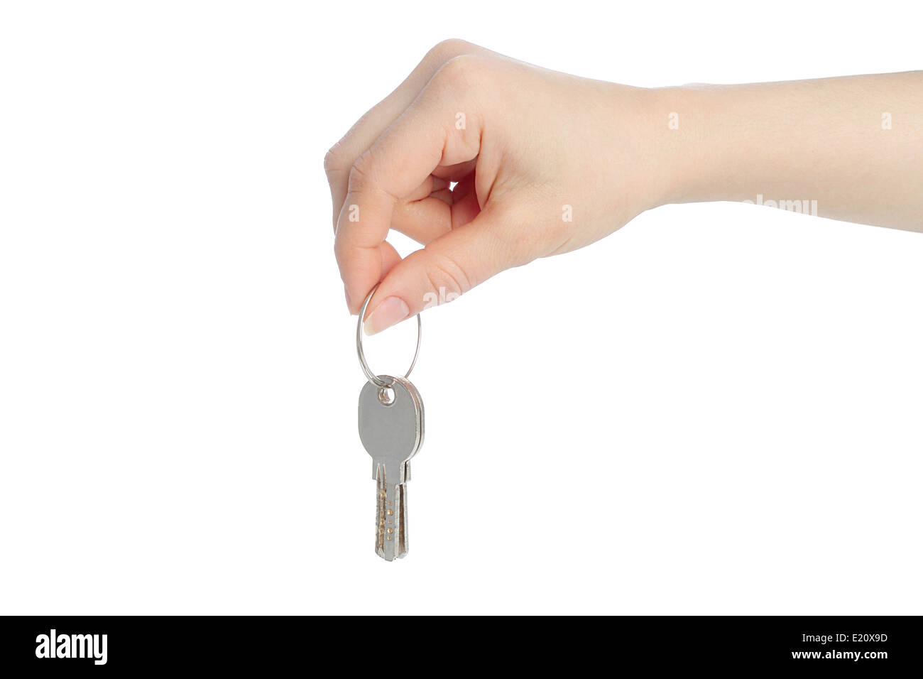 Human hand and keys isolated on white background Stock Photo - Alamy