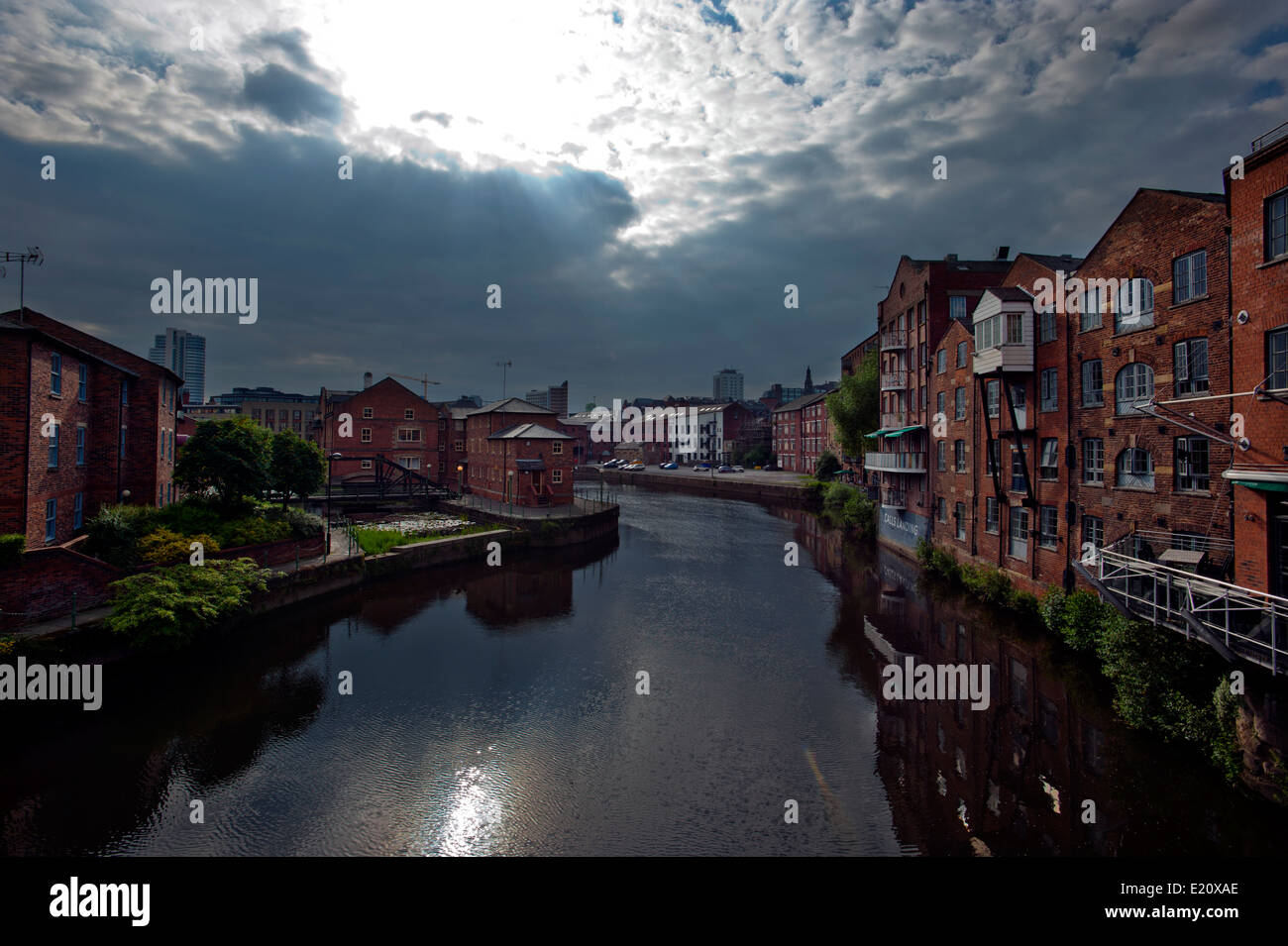 Leeds, Yorkshire, England, UK. June 2014 Waterfront development around ...
