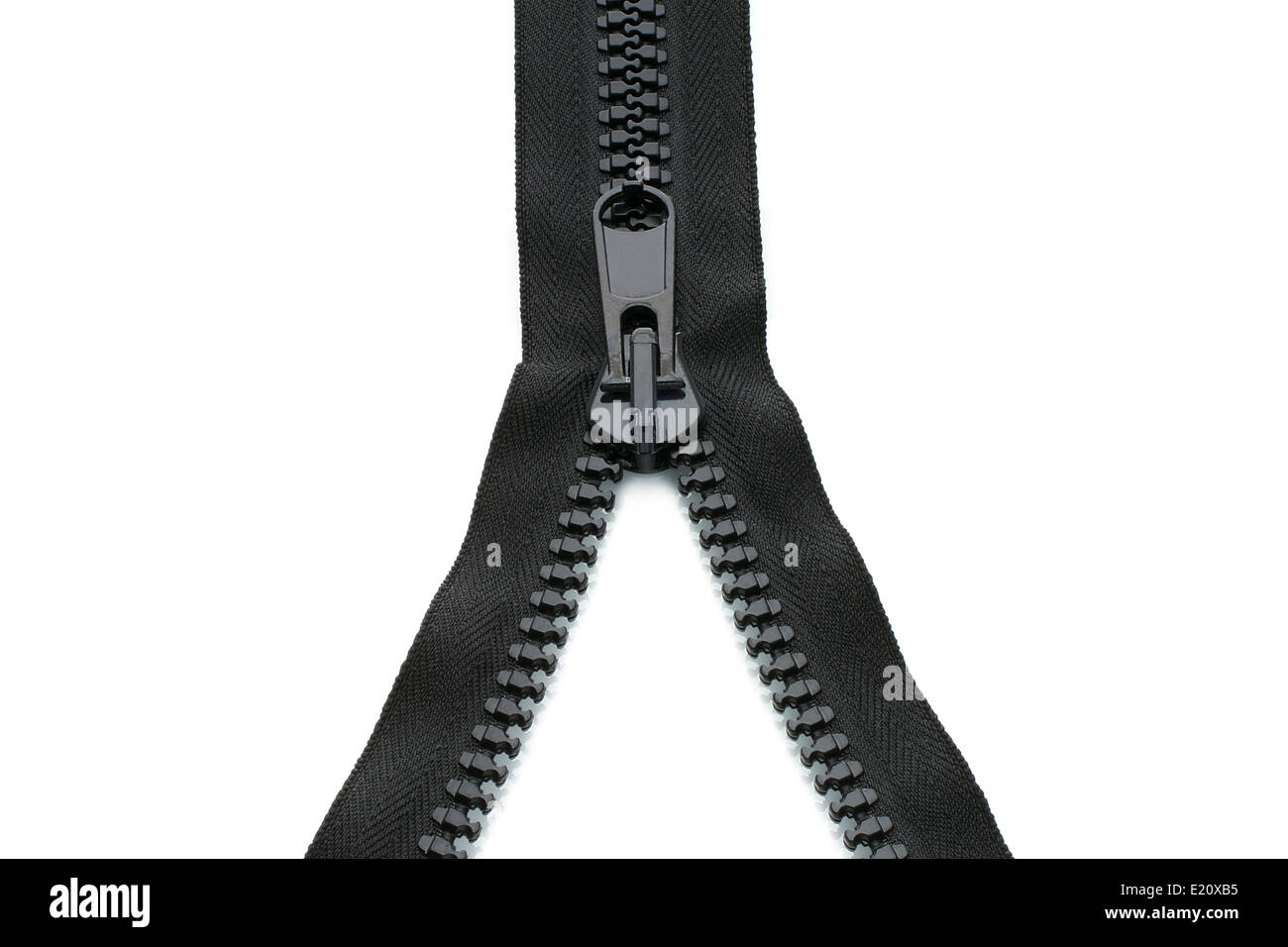 Open black zip on white background Stock Photo - Alamy